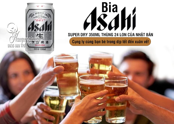 Bia ASAHI SUPER DRY 350ml thùng 24 lon của Nhật Bản, giá tốt