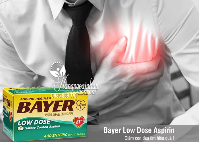 Thuốc giảm đau tim Bayer Low Dose Aspirin 81mg của Mỹ 400v