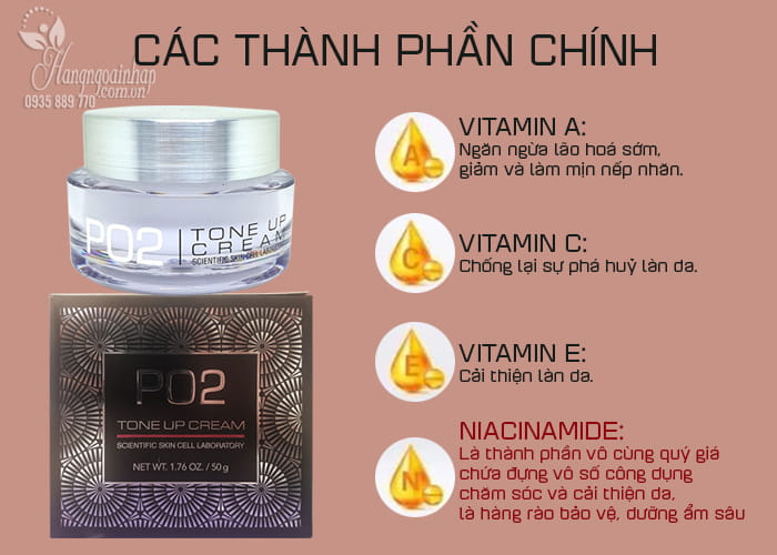 Kem váng sữa PO2 Tone Up Cream 50g của Hàn Quốc