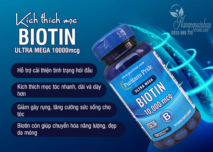 Thuốc mọc tóc Biotin Ultra Mega 10000mcg của Mỹ
