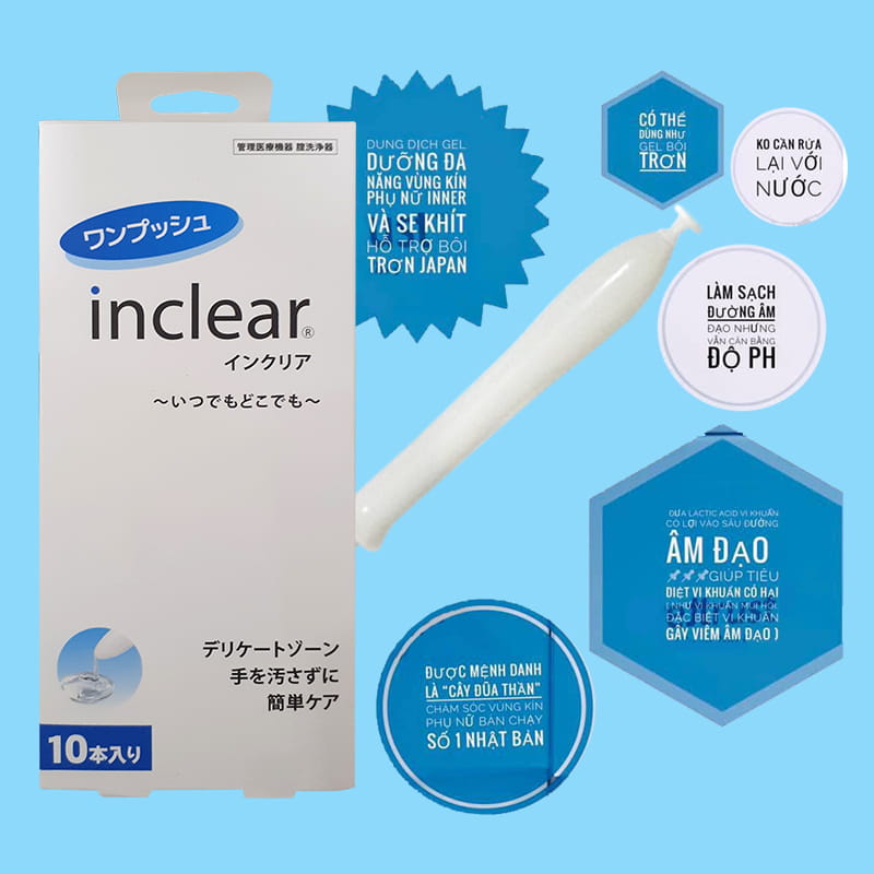 Dung dịch vệ sinh phụ nữ Inclear của Nhật, khử mùi hôi, trị viêm