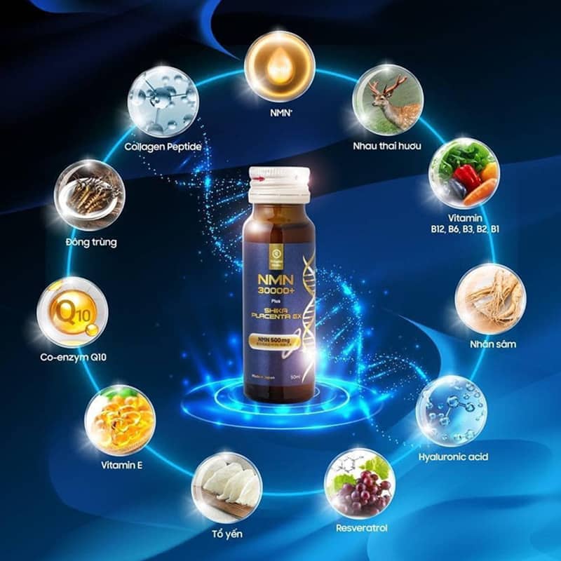 Nước uống NMN 30000+ Plus Shika Placenta EX 50ml x 10 chai