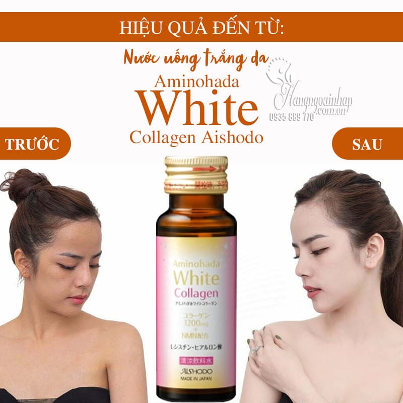 Nước uống trắng da Aminohada White Collagen của Nhật, giá tốt
