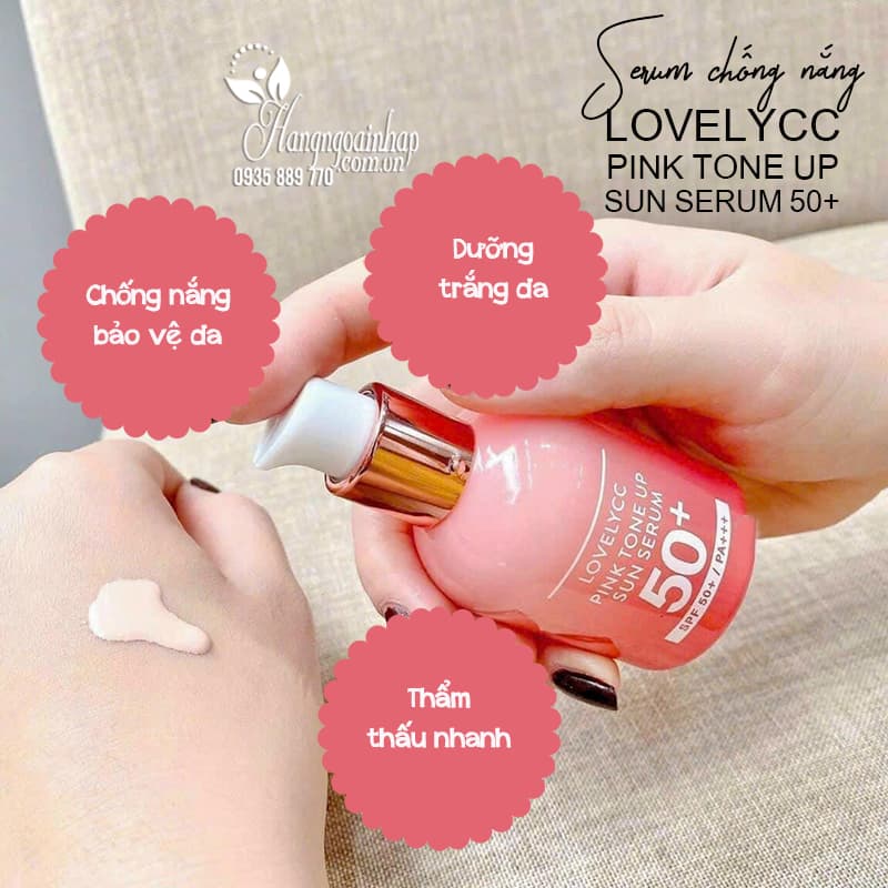 Serum chống nắng Lovelycc Pink Tone Up Sun Serum 50+