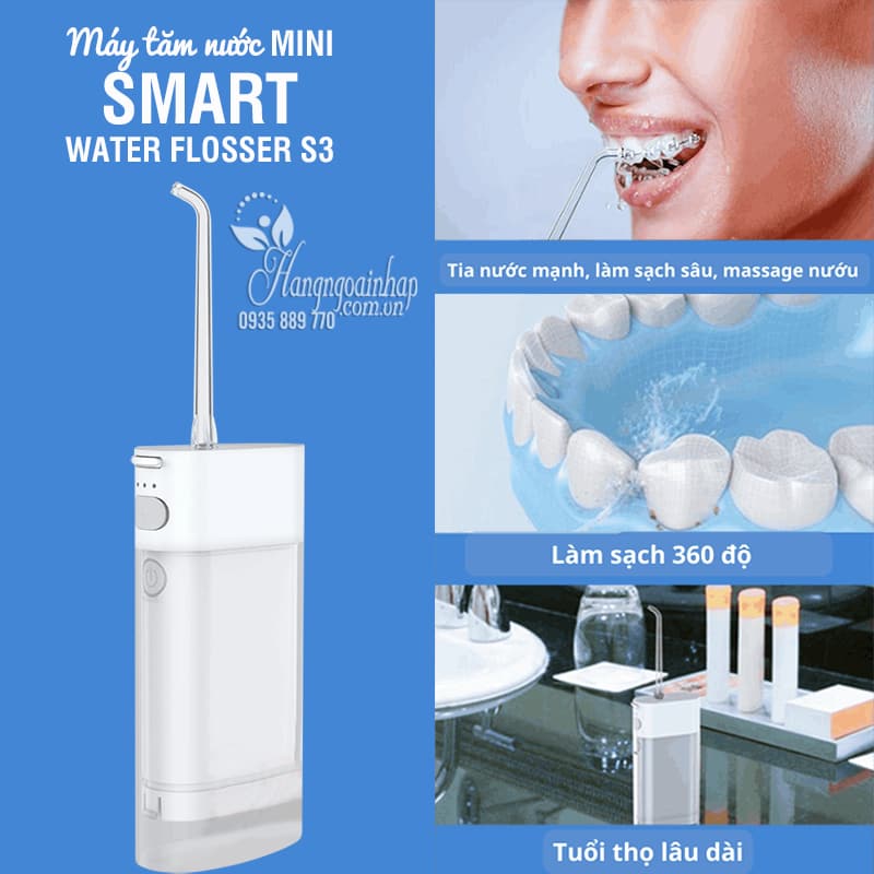 Máy tăm nước mini Smart Water Flosser S3 cầm tay chính hãng