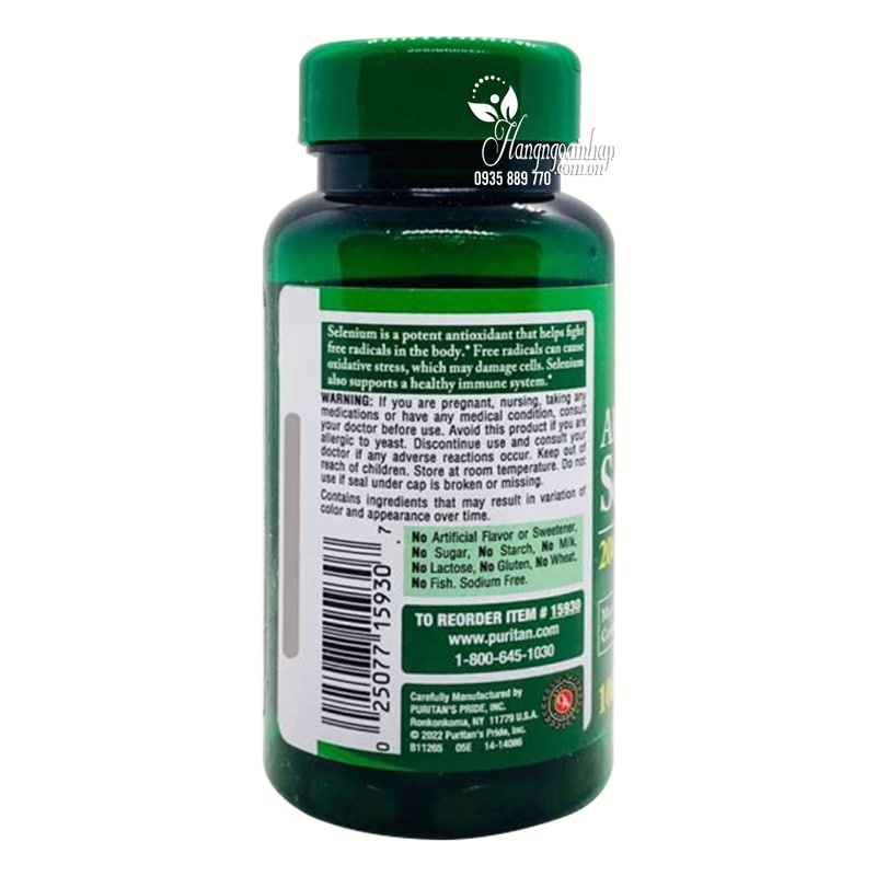 Viên uống Absorbable Selenium 200mcg Puritan's Pride của Mỹ