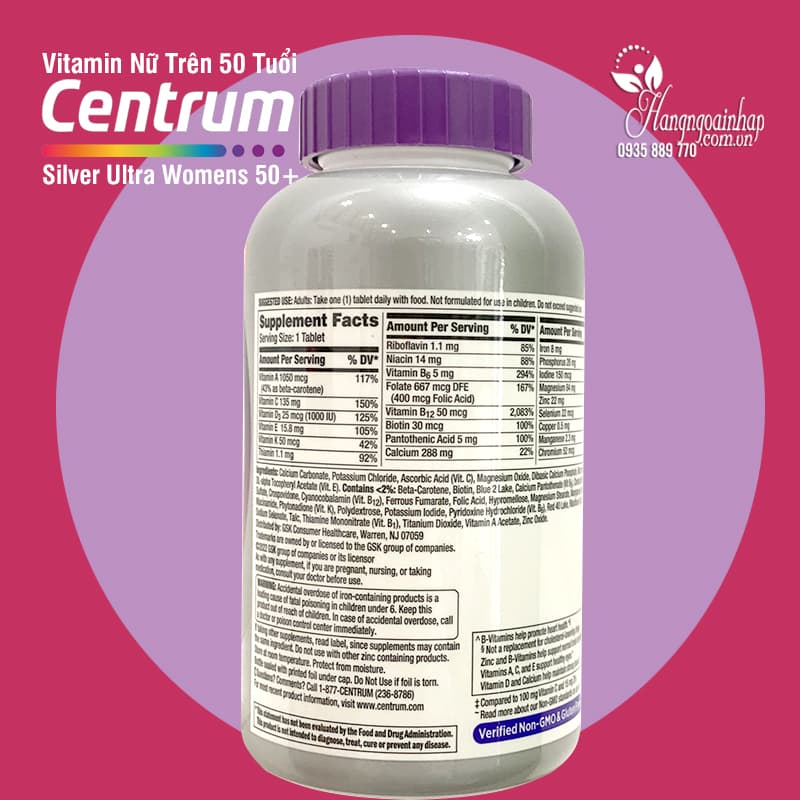 Centrum Silver Ultra Women's 50+ Của Mỹ - Vitamin Nữ Trên 50 Tuổi