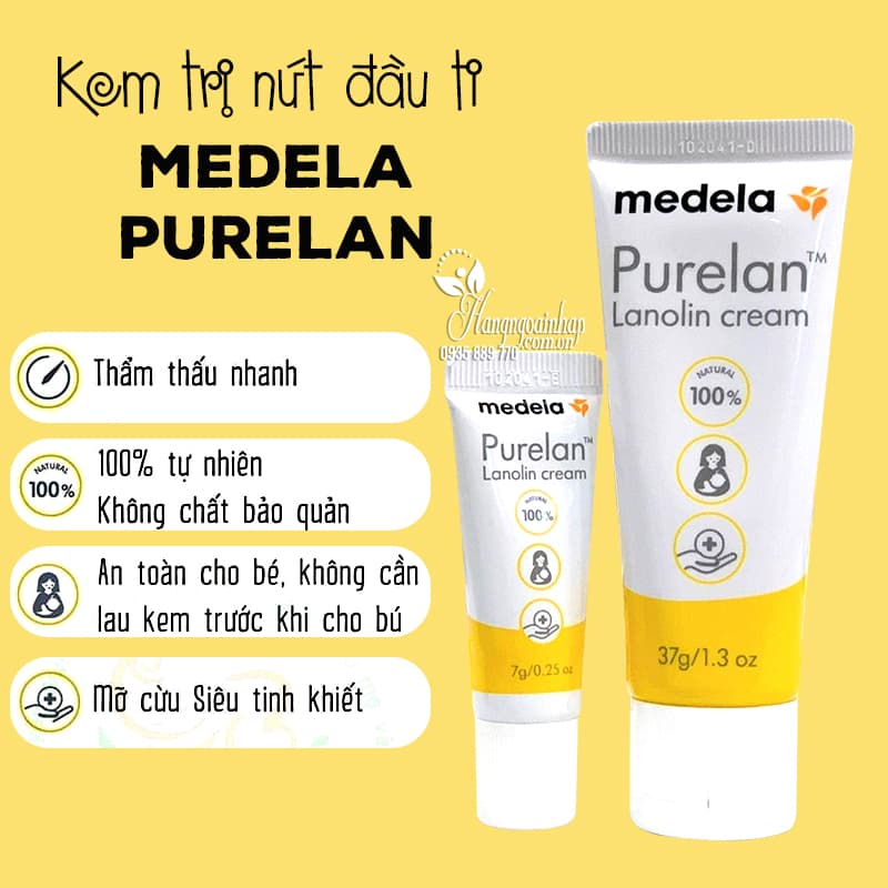 Kem trị nứt đầu ti Medela Purelan 100 của Thụy Sĩ