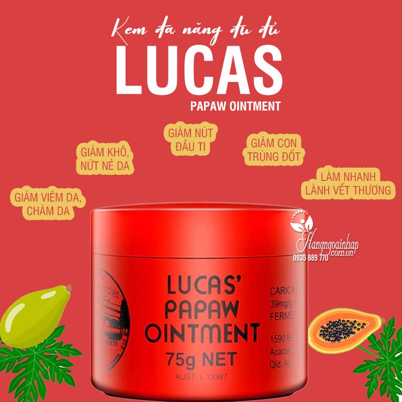Kem đa năng Lucas Papaw Ointment đu đủ 75g của Úc