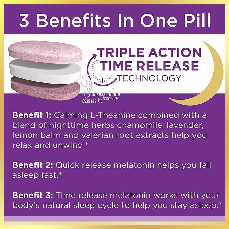 Viên uống hỗ trợ giấc ngủ Sleep 3 Nature’s Bounty của Mỹ