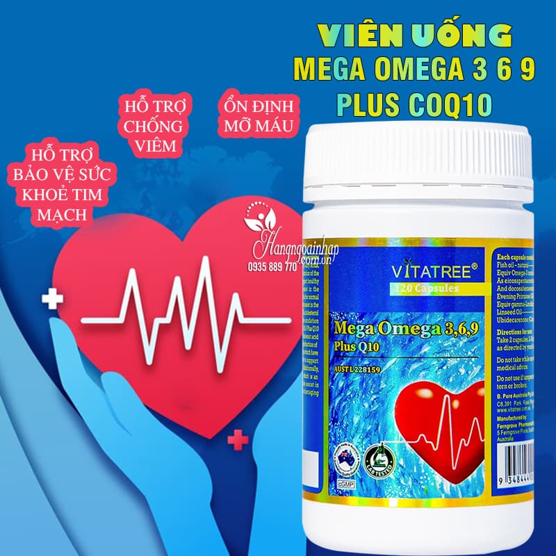 Viên uống Mega Omega 3 6 9 Plus Q10 Vitatree của Úc