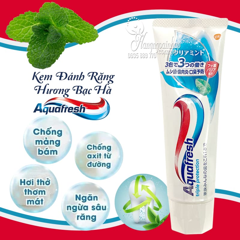 Kem Đánh Răng Aquafresh Triple Protection Tinh Chất Bạc Hà