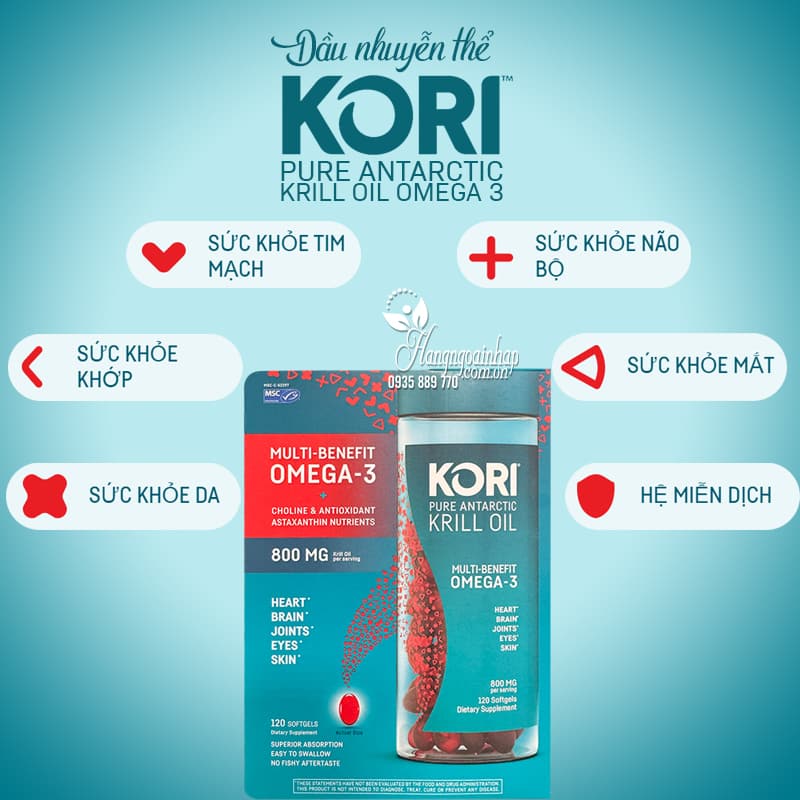 Dầu nhuyễn thể Kori Pure Antarctic Krill Oil Omega 3 800mg