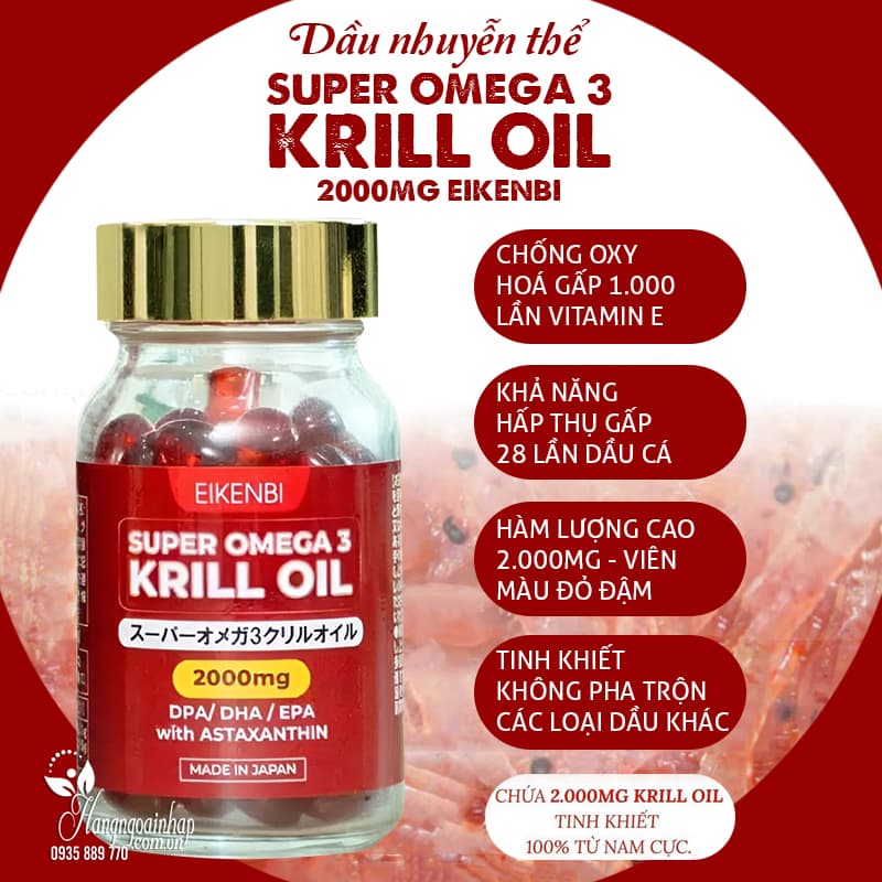 Dầu nhuyễn thể Super Omega 3 Krill Oil 2000mg Eikenbi