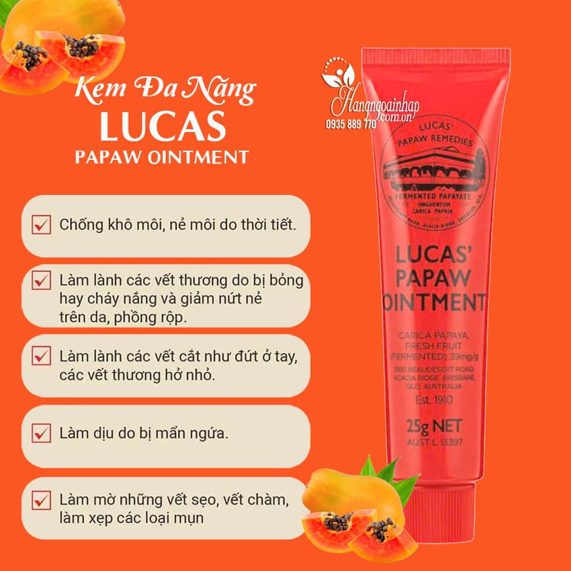 Kem Đa Năng Lucas Papaw Ointment 25g Của Úc