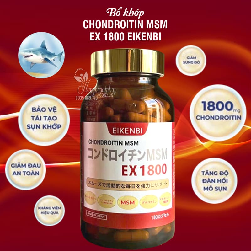 Bổ khớp Chondroitin MSM EX 1800 Eikenbi của Nhật Bản