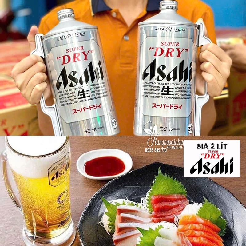 Bia ASAHI SUPER DRY 2 lít của Nhật Bản, giá tốt
