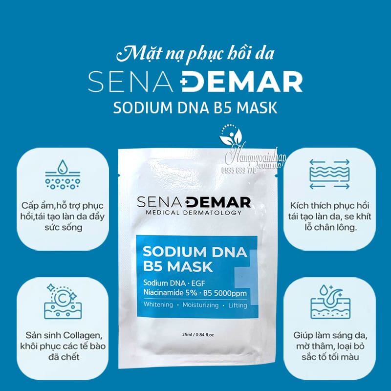Mặt nạ phục hồi da Sena Derma Sodium DNA B5 Mask của Hàn Quốc