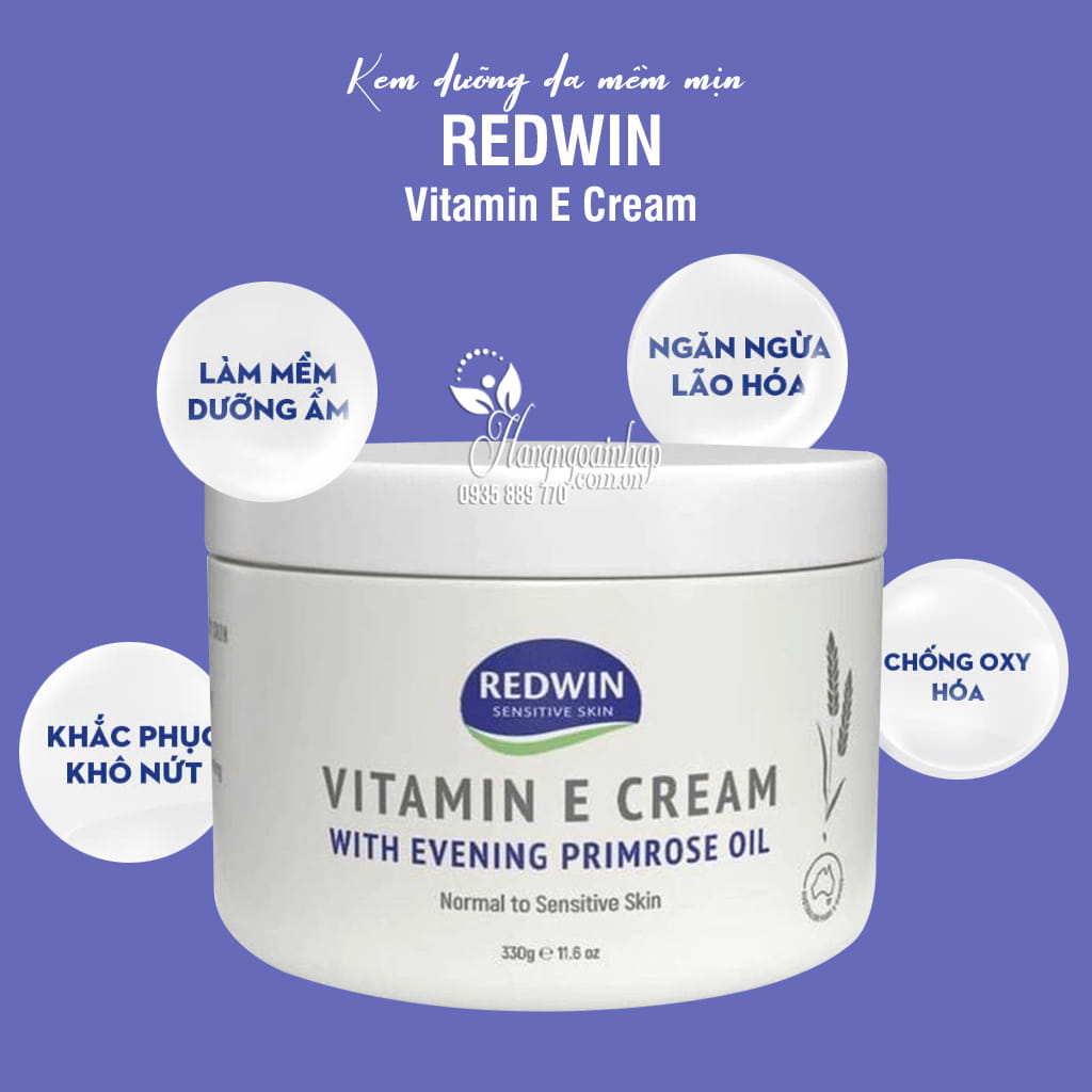 Kem dưỡng da Redwin Vitamin E Cream 330g của Úc mẫu mới