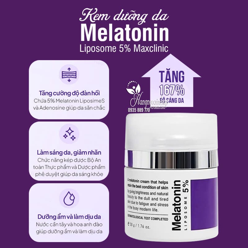 Kem dưỡng da Melatonin Liposome 5% Maxclinic hũ 50g