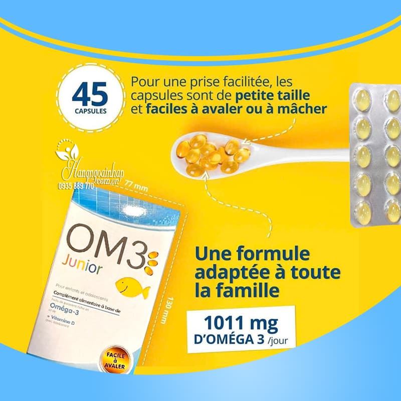 Viên bổ sung Omega 3 cho bé OM3 Junior 45 viên của Pháp