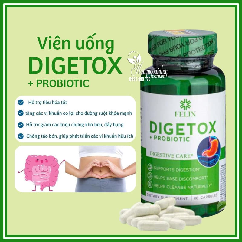 Viên uống Felix Digetox + Probiotic 60 viên hỗ trợ tiêu hóa