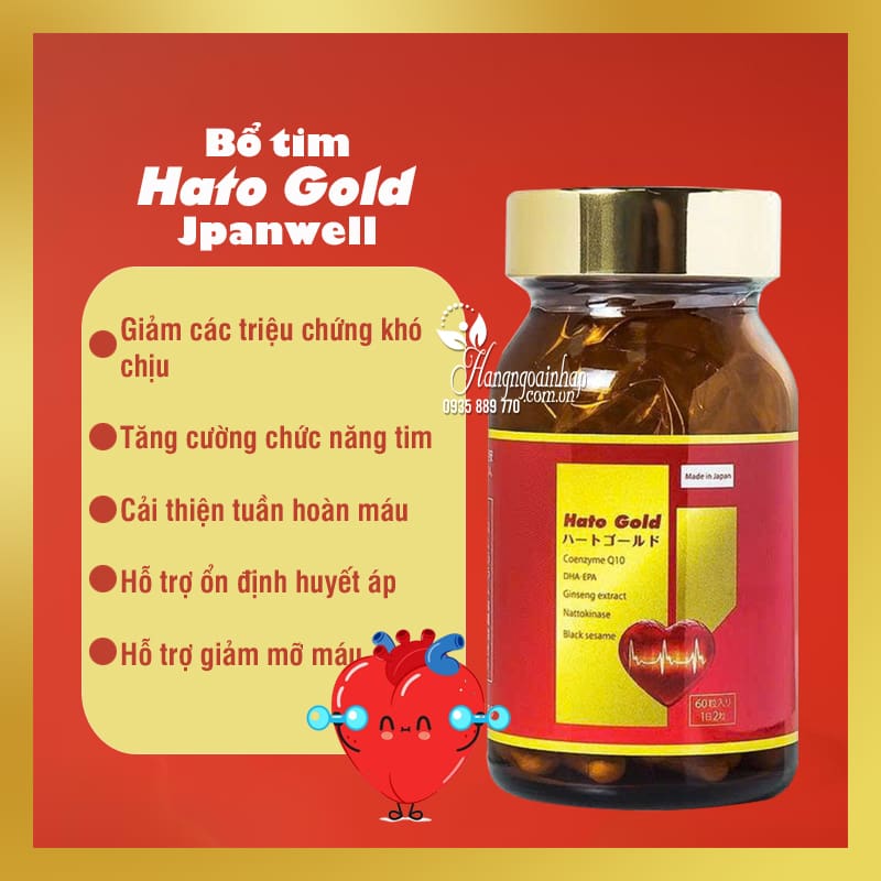 Viên bổ tim Hato Gold Jpanwell của Nhật Bản hộp 60 viên